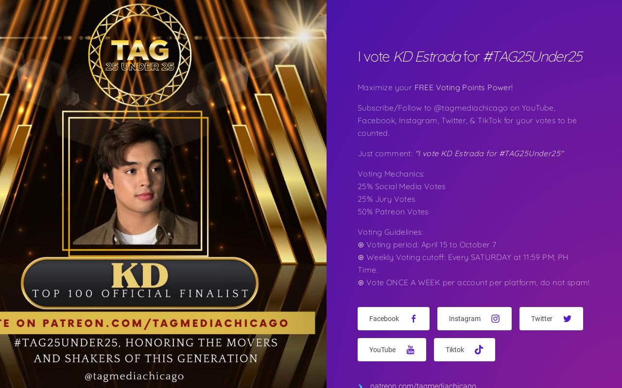 I vote KD Estrada for #TAG25Under25
